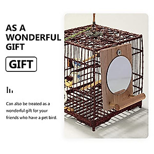 iplusmile Finch for Toy: Parrots Cockatoo Pet Play Hanging Perch Supplies Birdcage Lovebird Climb Birds Small Budgie Mirror Parakeet Parrot Perches Cage with Acrylic Accessory Cinteractive