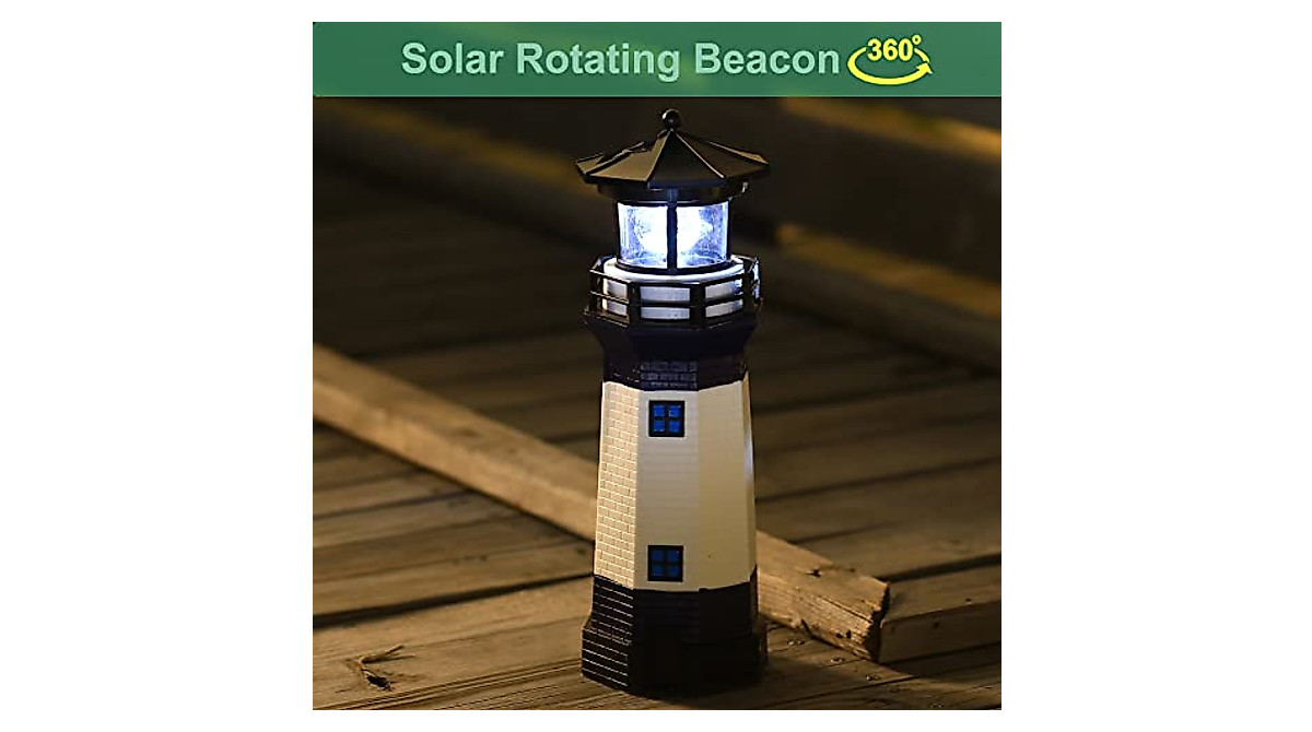 Solar Lighthouse with Rotating Beacon - Garden Decor & Gifts