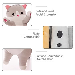 SHINUOER Long Cat Plush Pillow Cat Body Pillow,Pink Cat Stuffed Animals Soft Plushies Kawaii Stuffed Kitten Plush Toy for Kids Girlfriend(Pink, 19.7Inch)