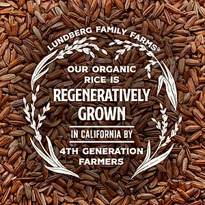 Lundberg Organic Red Jasmine Rice, Long Grain Red Rice - Non-Sticky, Fluffy Aromatic Rice, Organically Grown in California, Pantry Staples, 16 Oz