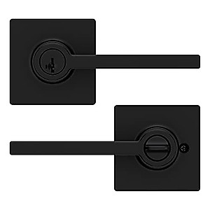 Kwikset Casey Keyed Entry Door Lever featuring SmartKey Security in Matte Black