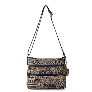 Sakroots Womens Artist Circle Crossbody in Coated Canvas, Multifunctional Purse With Adjustable Strap & Zipper P Cross Body Handbag, Bronze Batik World, One Size US