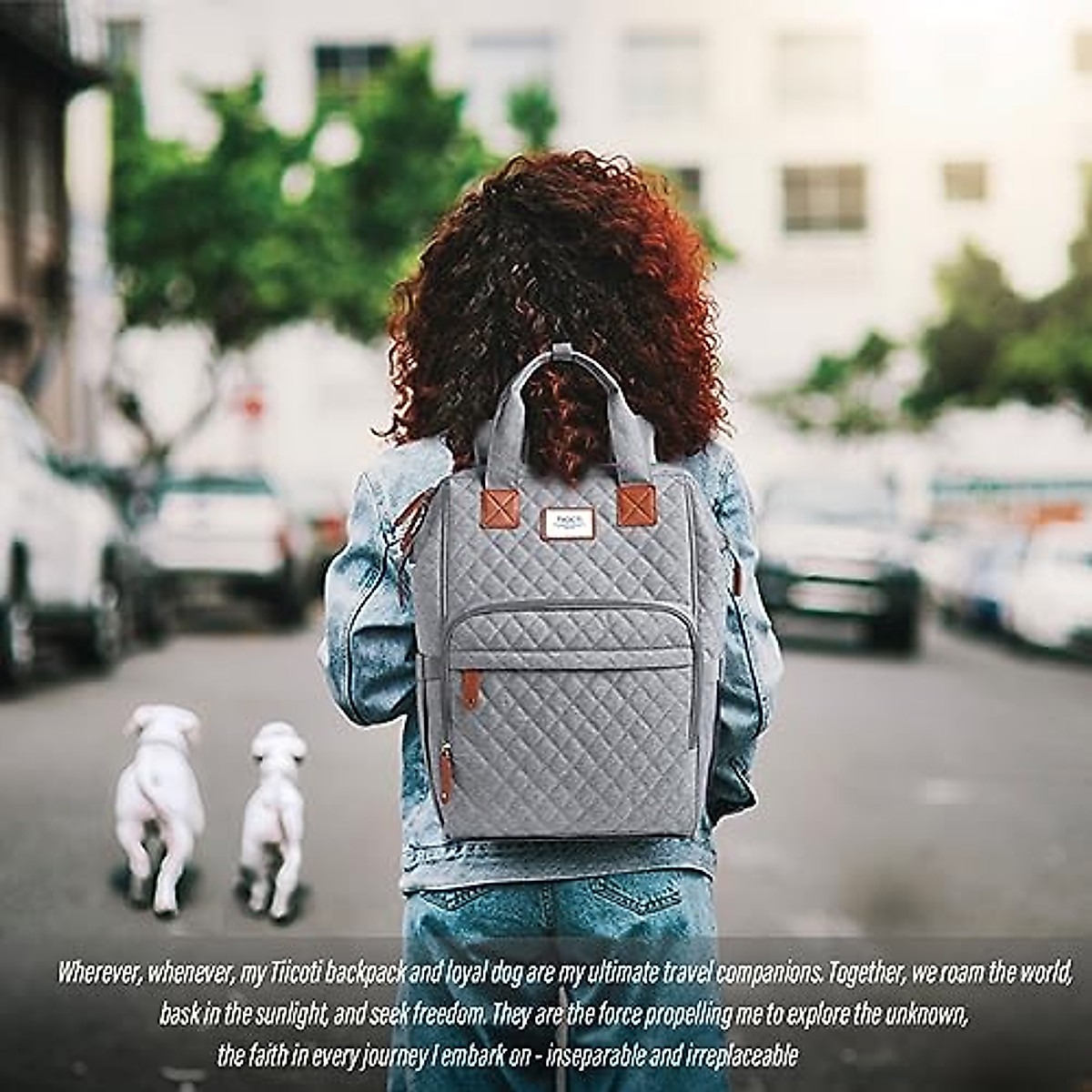 TIIOCTI Women's Laptop Backpack - 15.6" Compartment - Travel & Business Ready - Stylish Gray Design for Professionals