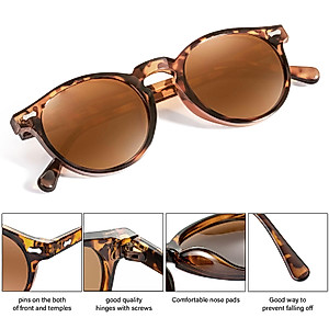 YMRFW Retro Polarized Sunglasses for Women Vintage Style Small Round Sun Glasses UV Protection