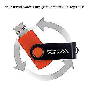 XINWAY 8GB USB 2.0 Flash Drives Thumb Drive Memory Stick, (5 Pack 8GB Five Colors: Black White Blue Green Orange)