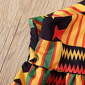 Digood Little Girls Dashiki African Dresses,Toddler Baby Kids Ethnic Style Sloping Shoulder Party Dress Clothes(Multicolor,4-5 Years)