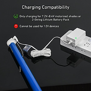 Rollerhouse 8.4V 1A Li-ion Battery Charger Power Adapter for 7.2V,7.4V 8.4V Device, with LED Indicator 3.5x1.35mm Male Plug Connector, L=118", White