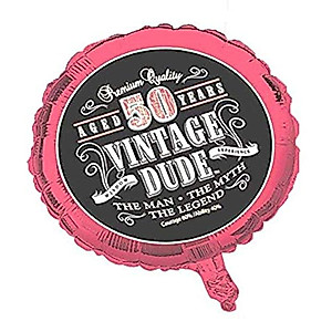Creative Converting Vintage Dude 50th Birthday 2-Sided Round Mylar Balloon (041567)