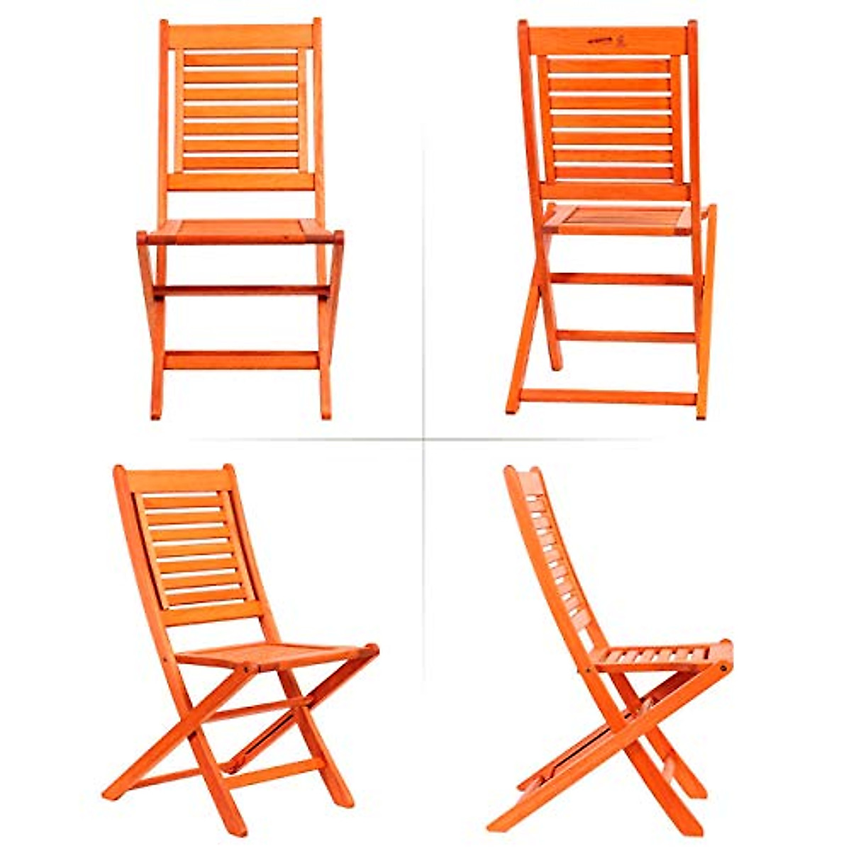 Amazonia Parati 2-Piece Outdoor Folding Chair Set | Eucalyptus Wood | Ideal for Patio and Indoors, 26Lx19Wx36H