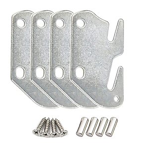 Bitray Wood Bed Plates Wood Bed Rail Hook Plates for Bed Frame Bracket Headboard Footboard Replacement - 4pcs