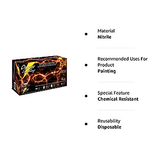Atlantic Safety Products Orange Lightning Exam Gloves, Disposable, Powder-Free Nitrile Gloves, Orange, Large, 100-Ct