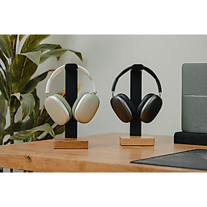 Universal Headphone Stand for Desk - Solid Wood Headset Stand for Desk - Heavy Duty Headphone Holder Desk Stand Wood, Gaming Headphone Stand, Wood Headphones Stand Compatible with Airpods Max and More