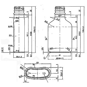 100 ml (3.3 oz) Glass Flask Liquor Bottle with Black Caps (12 Pack)