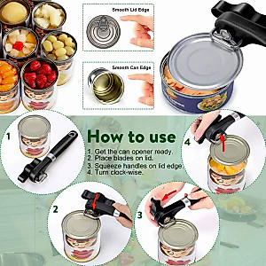 Safe Cut Can Opener, Smooth Edge Can Opener Ergonomic Handle, Manual Can Opener, Food Grade Stainless Steel Cutting Can Opener for Kitchen & Restaurant Seniors And Arthritis