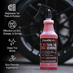 Suds Lab T2D Tire and Rubber Degreaser and Cleaner, Works to Remove Grease, Road Grime and Oil Stains from Tires and Rubber Trim - 32 oz