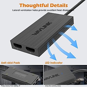 WAVLINK USB C or USB 3.0 to Dual HDMI Adapter, 1080P@60Hz Dual Monitors for Windows 7/8/8.1/10/11, Mac OS 10.10+, ChromeOS, Android,Thunderbolt 3/4, Not Compatible with Linux, iPad OS