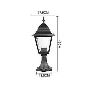 MODEBHD Continental Aluminum Glass Lantern LED Outdoor Table Lamps Column Light IP54 Waterproof Bollard Lamp Villa Patio Park Garden Lawn Light E27 Decoration Illumination Street Post Light