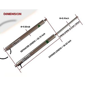 SOViK 12V DC Micro Linear Actuator 6 inch Stroke Max Force 22lbs Speed 0.5"/sec Tube Diameter 0.8" Internal Limit Switch