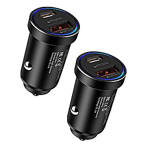 iPhone 13 Car Charger, [2Pack/38W] 2 Port Fast Charger Block with USB C& QC 3.0 Power Adapter, PowerPort PD Rapid Charging for iPhone 14 12 11 Pro Max X XR XS, Samsung S22 S22+ Cigarette Lighter Plug