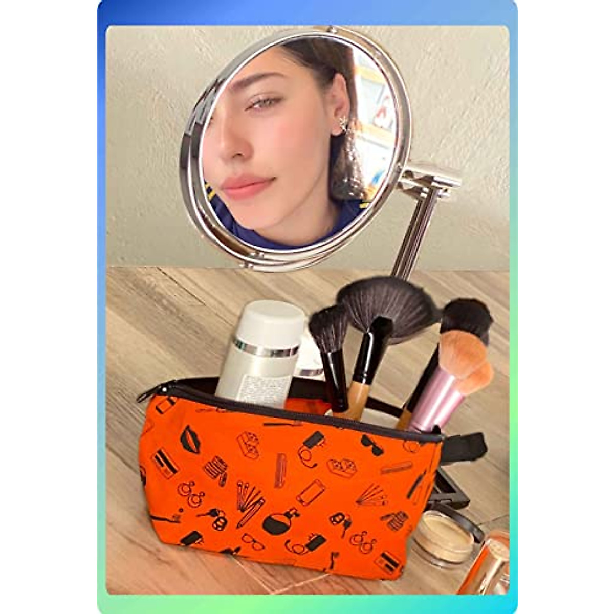 ORBIT-MAX Multipurpose Pouch 6 Pcs Value Pack School Zipper Pouch Polycotton Pen Pencil Bag Washable Purse with Handle Office Storage Small Case Cosmetic Purse Travel Organizer Toy bag Toiletry pouch