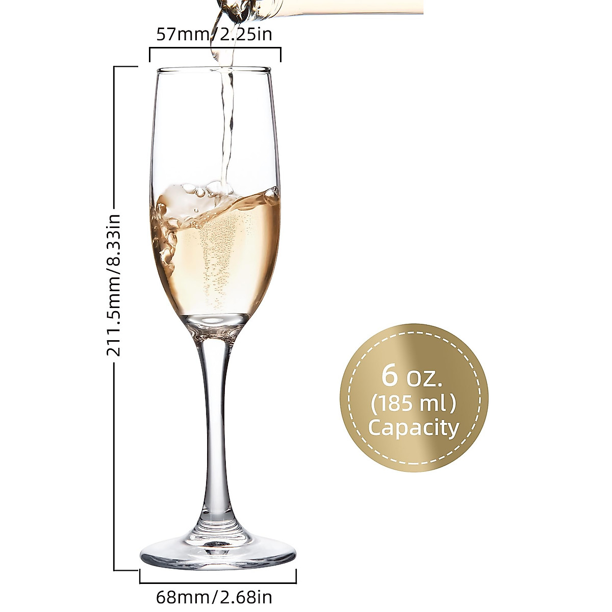 UMEIED Champagne Glasses, Set of 12 Champagne Flutes with Classic Shape, Long stem Sparkling Wine glasses for Wedding, Restaurant, Bar, Wine Toasting, Clear