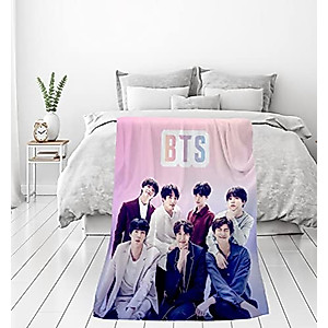 BTS Merchandise Kpop Throw Blanket | BTS Merch Fuzzy Soft Fleece Blanket | 4 Different BTS Blanket Designs (60”x40”)