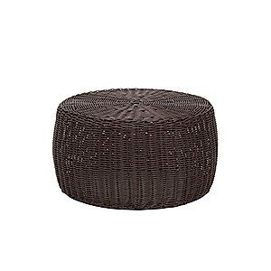 Household Essentials ML-5005 Resin Wicker Footstool Ottoman | Brown(16"D x 16"W x 9"H)