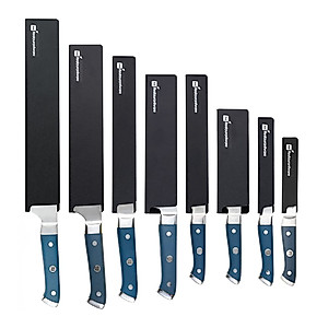 Restaurantware Sensei Knife Sleeves, Set of 8 Knife Protectors - For Kitchen Knives, Felt Lining, Black Plastic Knife Blade Guards, Durable, Cut-Proof