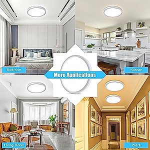 Wowag 2PACK LED Flush Mount Ceiling Light Fixture,12 Inch Super Slim 24W 2200lm,3000k/4000k/6000K 3 Color Selectable Surface Mount Low Profile Ceiling Lamp for Bedroom,Kitchen,Dining Room(White)