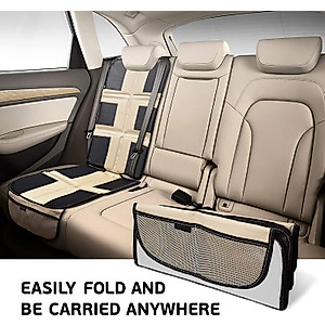 Kaiphy Car Seat Protector - Thick Padding - Durable, Waterproof Fabric, Leather Reinforced Corners (Beige, XL)