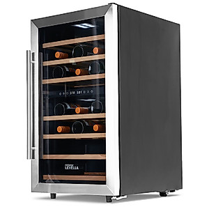 PremiumLevella 18.9 in. Wide 4.1 cu ft 43-Bottle Dual Zone Freestanding Wine Cooler with Tempered Glass Door