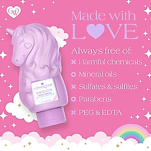 Glimmer Wish Unicorn Kids Body Wash, Gentle Cleanser and Moisturizing Sulfate Free Body Wash, Skin Care for Kids, Vanilla Cotton Candy, 12 Fl Oz