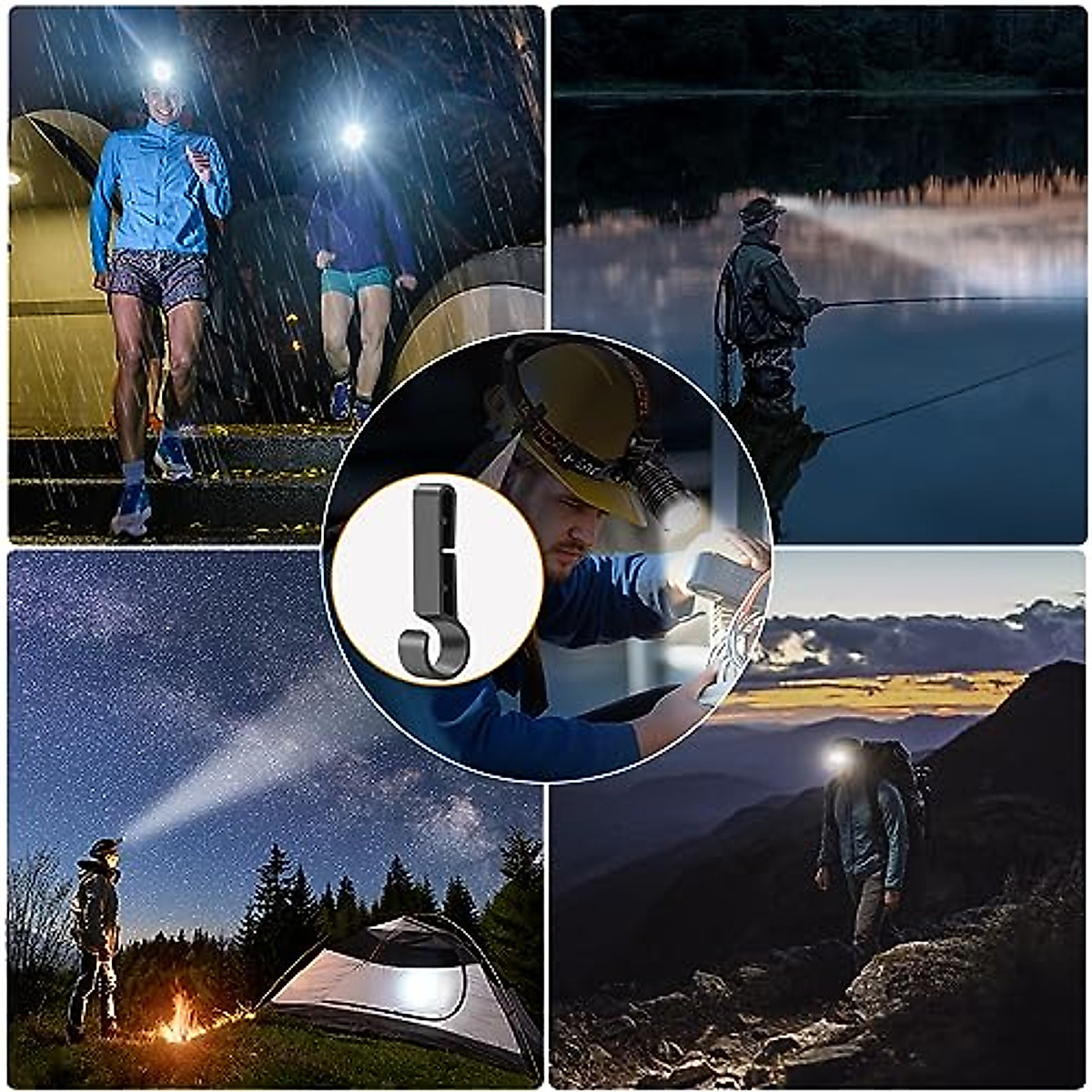 Headlamp Rechargeable 2Pack, 150000LM Bright Head Lamp, Adjustable Focus Headlight Outdoor, 4Mode Head Lights for Forehead, 90° LED Headlamp, Waterproof Headlamps for Adults Camping Hiking Hard Hat