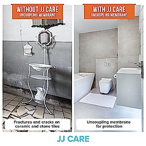 JJ CARE Uncoupling Membrane 1/8 Underlayment [3.3ft x 32.8ft / 108sq ft] - Anti-Fracture Tile Underlayment Roll, Crack Prevention Membrane, Uncoupling Membrane for Under Tile, Bathroom Wall & Floor