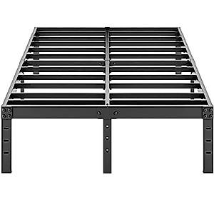 ALDRICH Metal Bed Frame Queen Size - 16 Inch Tall Black Basic Anti Squeak Steel Slats Platform, Easy Assembly Heavy Duty Noise Free Bedframes, No Box Spring Needed