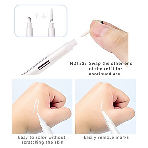 8 pieces Barber Pencil Set 6 Microblading Marker Pen with removal pen and Ruler Edge Hairline Razor Trace Beard Guide Hairline Outliner Pencils, Eyebrow Lip Skin Marking Pens for Men and Women(White)