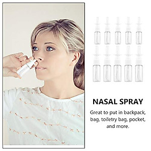 10Pcs Empty Nasal Spray Bottles Plastic Nasal Sprayer Refillable Clear Spray Bottles Containers Pot Fine Mist Sprayer Atomizers Transparent Makeup Cosmetics Essential Oils 10m and 20ml
