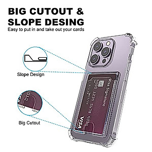 Wuwedo for iPhone 14 Pro Crystal Clear Card Case, [Slim & Protection][Up to 2 Cards] Anti-Yellowing Flexible TPU Wallet Case with Card Holder for iPhone 14 Pro 6.1" 2022