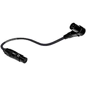 Balanced XLR Cable Right Angle Male to Straight Female - 1.5 Feet Black - Pro 3-Pin Microphone Connector for Powered Speakers, Audio Interface or Mixer for Live Performance & Recording