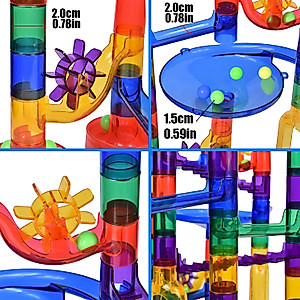 FUN LITTLE TOYS 154PCS Marble Run Set Toys for Kids, Gravity Marbles Maze Tower Building Blocks 98 Plastic Pieces 56 Glass Marbles, Marble Race Track Rolling Game, Educational Learning STEM Toy Gift