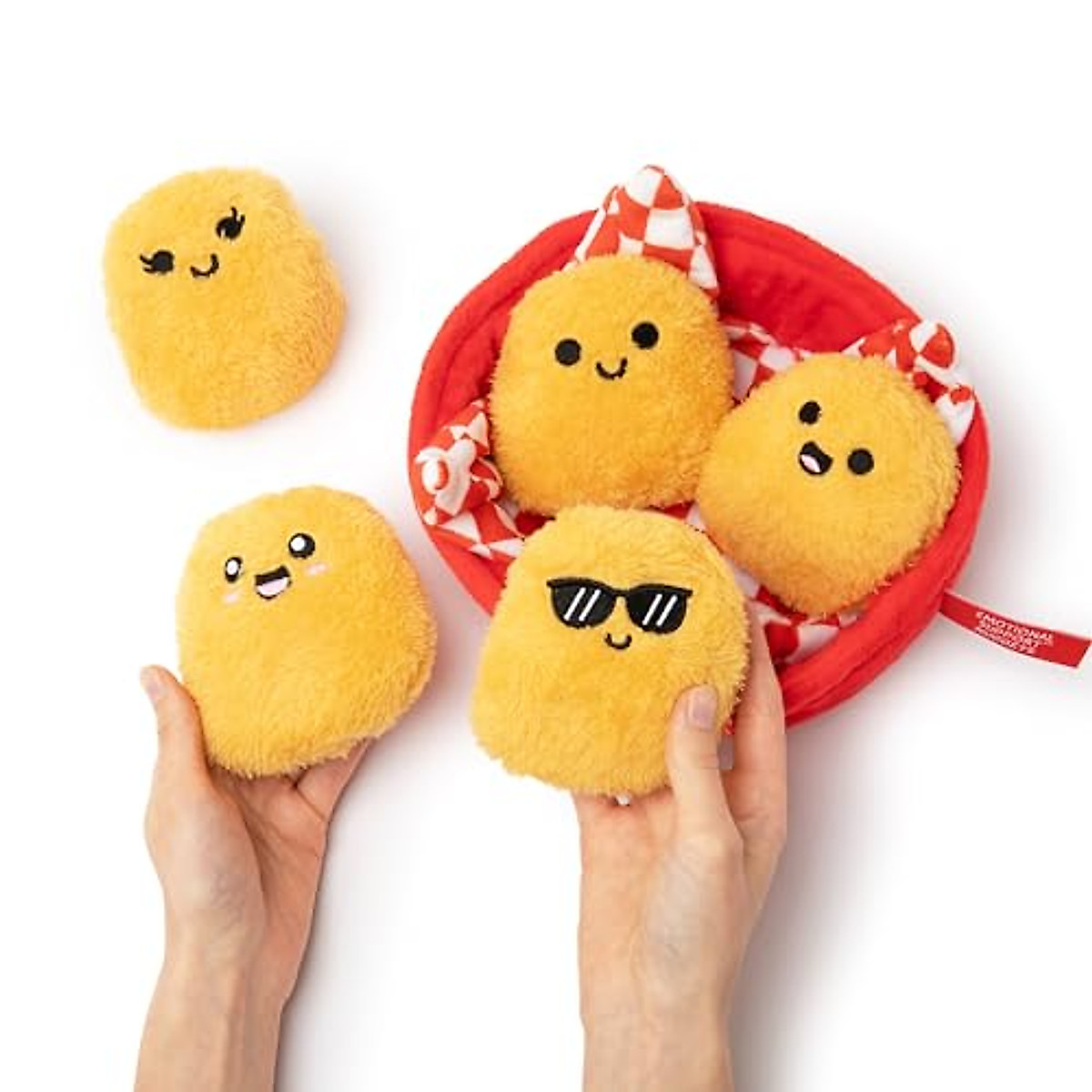 Emotional Support Chicken Nuggets by Relatable, Cuddly Easter Stuffed Animals and Toys, Squishy Toys and Plushies, Great Easter Basket Stuffers for Teens, Includes 5 Plushies with Carrying Basket
