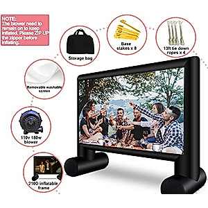 XHYCPY Inflatable Projector Screen 15ft Inflatable Movie Screen Outdoor with Air Blower and Storage Bag, Easy Set up, Front and Rear Projection for Outdoor Movie Night Backyard Pool Fun