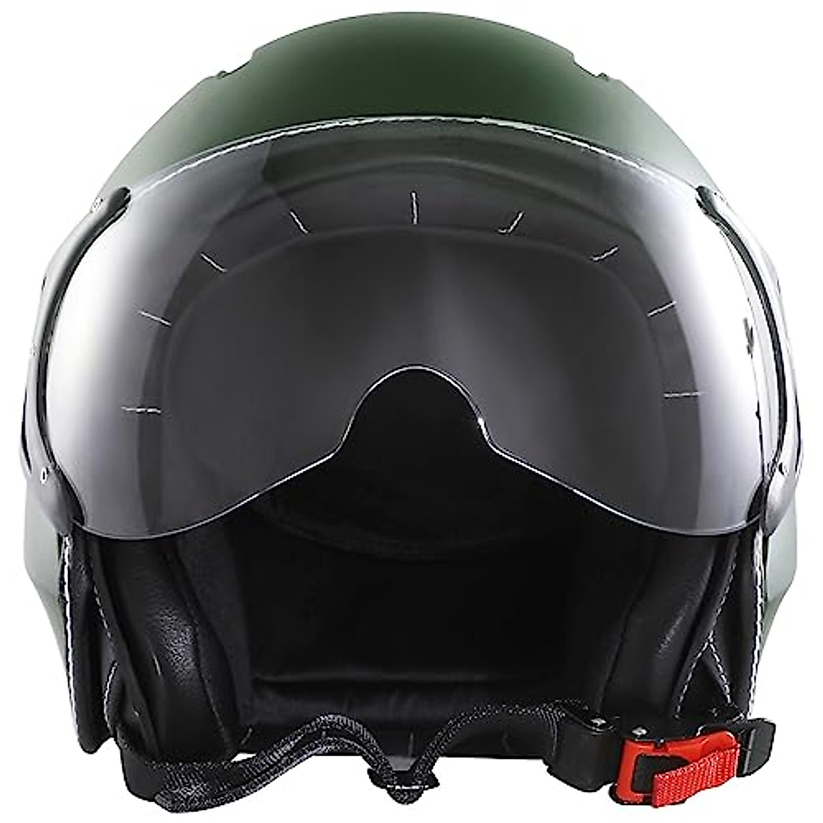 Harssidanzar Motorcycle Helmet Single Visor Open Face Motorbike Scooter Moped Helmet Cruiser ,DOT Approved,for Men and Women CU604US, 3 Army Green,Size Large