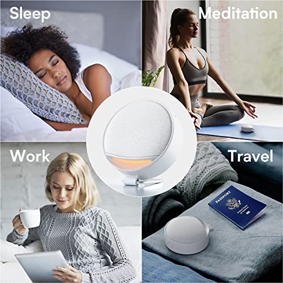 Portable White Noise Smart Sound Machines with Light 300 Non Looping Sounds Hotmoon Omini Sleep Machine Adjustable Brightness Noise Canceling For Sleep Aid, Office Privacy, & Meditation, Registry Gift