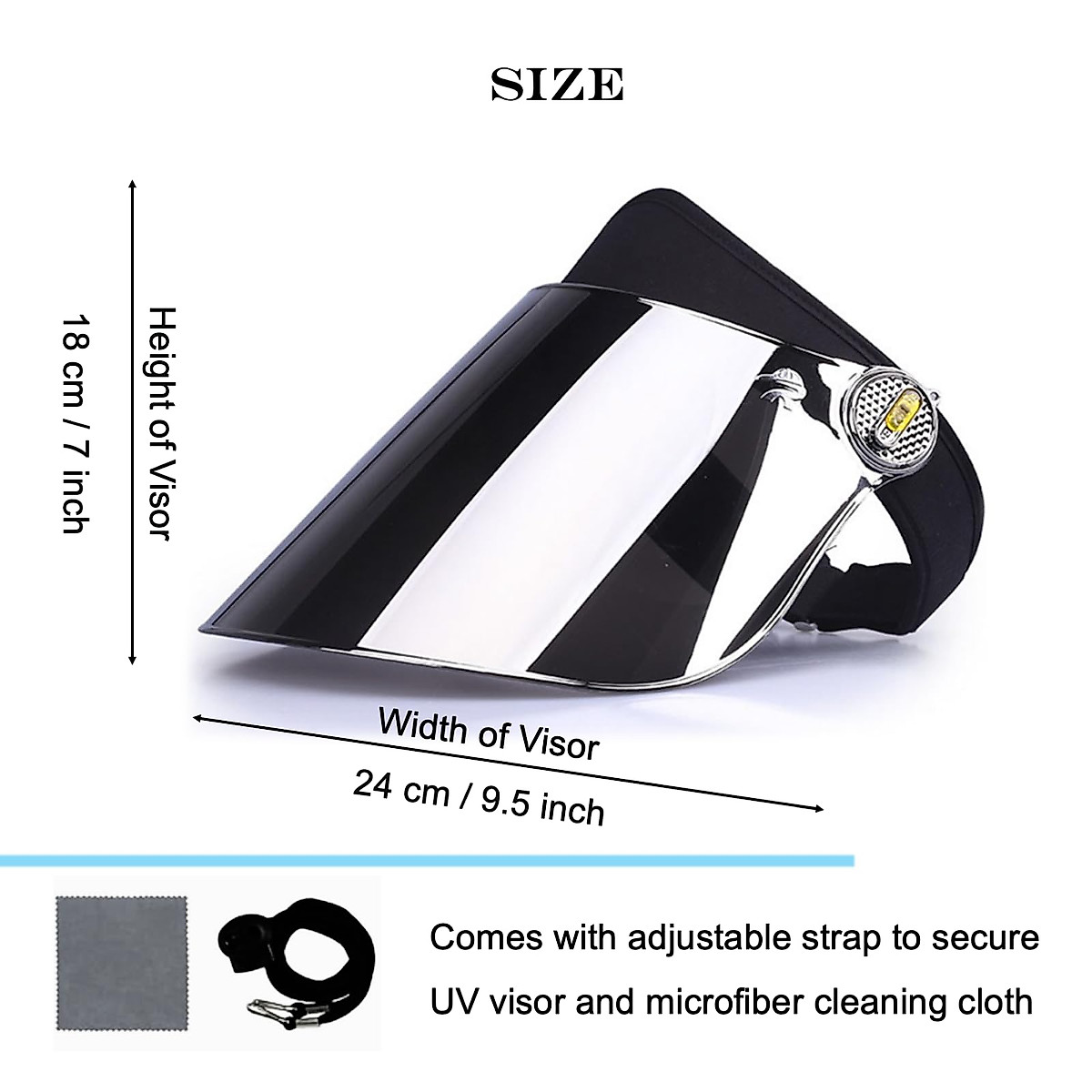 Women Sun Visor Plastic Face Screen Headband Hat UV Protection Cap (Black)