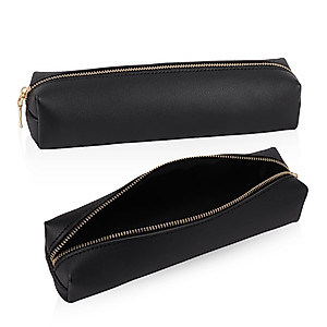 Oyachic Pencil Case PU Leather Cosmetic Makeup Bag Work Small Pen Pouch Zipper Storage Box Adults Desk Organizer Pens,Pencils,Markers