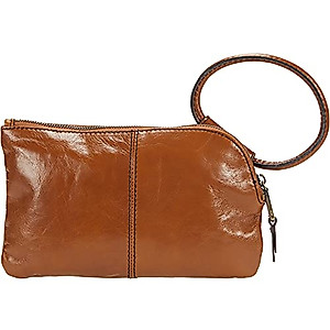 HOBO Sable Wristlet Pouch For Women - Tumbled Leather Construction With Circular Wrist Strap, Handy and Compact Pouch Truffle One Size One Size