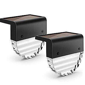 Melunar Solar Deck Lights, Solar Step Lights Outdoor Waterproof Led Solar Fence Lamp for Stairs,Yard, Garden Pathway, Patio, Step and Fences, 10 Lumens, Warm White/Color Changing Lighting (2 Pcs)