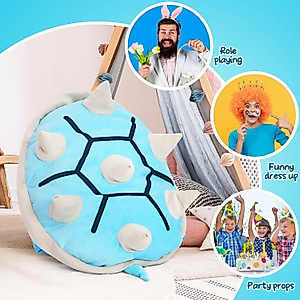 30 Inch Wearable Turtle Shell Pillows, Giant Tortoise Plush Pillow Turtle Shell Gift Stuffed Animal Costume Plush Toy Funny Dress Up, Creative Gifts for Adlut Kids Birthday Home Decor (Blue)
