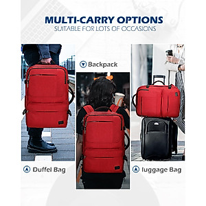 Hynes Eagle 44L Carry on Backpack Airline Approved Travel Backpack for Men Women Large Laptop Backpack 17 inch Nylon Backpack Overnight Weekender Bag Red